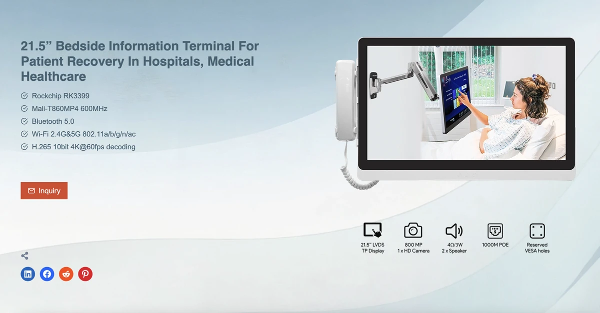 21.5'' Bedside Information Terminal for Patient Recovery in Hospitals ...