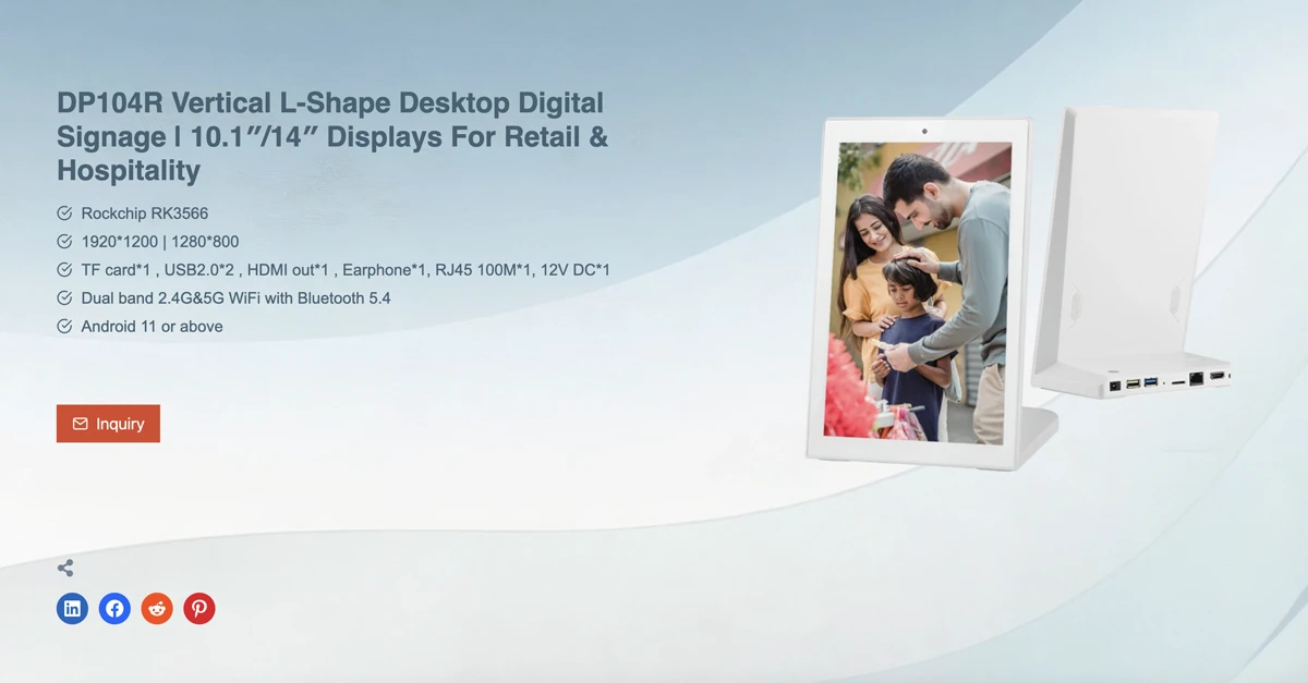 DP104R Vertical L-Shape Desktop Digital Signage | 10.1″/14″ Displays ...